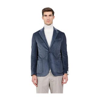 L.B.M. 1911 L.b.m. 1911, Homme, Vestes, Bleu, Taille: XL Giacca monopetto in velluto 750 righe in cotone e modal