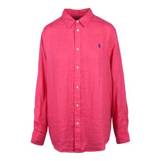 Polo Ralph Lauren Femme, Blouses et Chemises, Rose, Taille: 44 FR Chemise en Lin Coupe D&eacute;contract&eacute;e