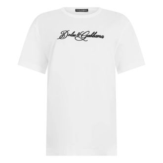 Dolce & Gabbana Baumwoll-T-Shirt mit Logo - - Tops - Herren - Wei&szlig; - S