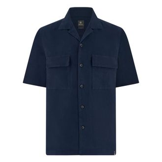 Boggi Milano Homme, Chemises, Bleu, Taille: XL Linen Camp Overshirt