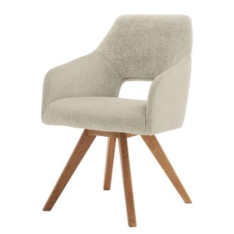 Fredriks home24 Drehbarer Armlehnenstuhl Jonotla 57 x 84 x 59cm Grau/Creme Drehbar um 180&deg; mit R&uuml;ckstellfunktion