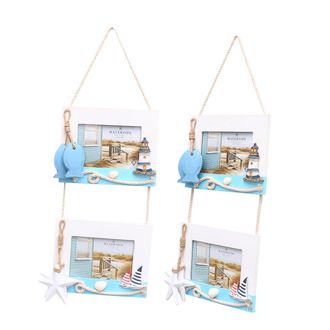 Soimiss Mediterraner Wandanh&auml;nger aus Holz 2 St&uuml;ck Doppelrahmen Maritime Wanddekoration f&uuml;r Wohnzimmer Bar und Caf&eacute;