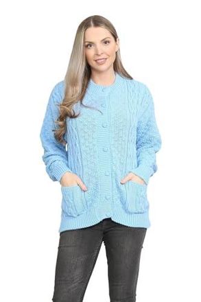 Janisramone Cardigan en tricot torsad&eacute; pour femme, col ras du cou, manches longues, cardigan boutonn&eacute; pour femme pour lautomne et lhiver, cardigan pour femme avec