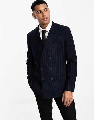 French Connection Anzugjacke aus Leinen in Blau mit Streifen