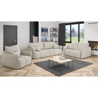 Fun M&ouml;bel Sofaset Designersofa morgano 3-2-1 Stoff Abriamo Creme