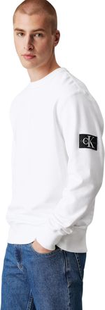 Calvin Klein Herren Sweatshirt Badge Crew Neck aus Baumwolle, Wei&szlig; (Bright White), L