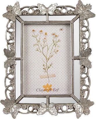 Clayre & Eef Bilderrahmen Fotorahmen Schmetterling silber 10x15cm