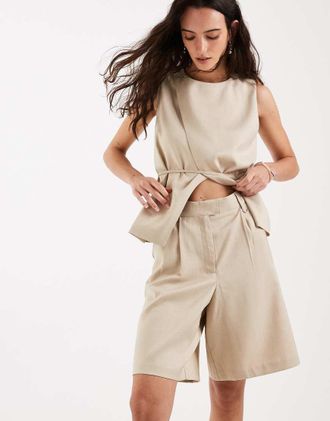 4th & Reckless Short densemble long et habill&eacute; &agrave; pinces - Beige-Gris