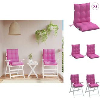 vidaXL Niedriglehner-Auflagen 2 Stk. Rosa Oxford-Gewebe - Niedriglehner Auflagen - Gartenstuhlkissen - Sitzkissen - Gartenm&ouml;bel Zubeh&ouml;r - Outdoor Kissen