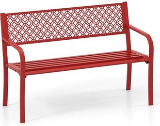 Costway Banc Exterieur Jardin, Banc de Jardin pour 2-3 Personnes, Dossier en Treillis Géométrique, Siège à Lattes, Banquette Exterieur pour Terrasse Porche Co