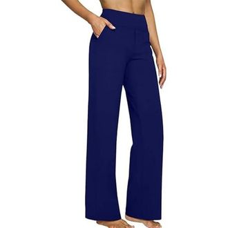 Generic Lumilift Pantalon de travail/yoga pour femme Taille haute avec poches Ample Stretch Robe Pantalon de surv&ecirc;tement d&eacute;contract&eacute;, noir fonc&eacute;, XXL