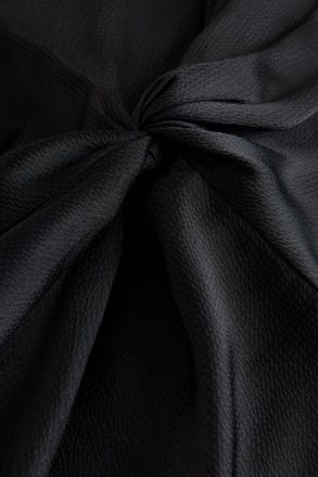 Next Midikleid Kurzarm-Midikleid aus Satin mit Zierknoten vorne (1-tlg)