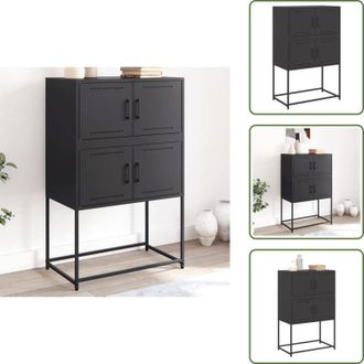 vidaXL Sideboard Schwarz 68,5x38,5x107 cm Stahl - Industrielles Sideboard - Sideboard Schwarz - Metallschrank - Regal Schwarz - Wohnzimmerschrank