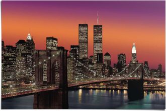 Reinders Poster, New York Brooklyn Bridge, Wohnzimmer, Poster, Wanddeko, Room Decor, 150 gr. gl&auml;nzend Bilderdruckpapier, Orange, 61 x 91,5cm