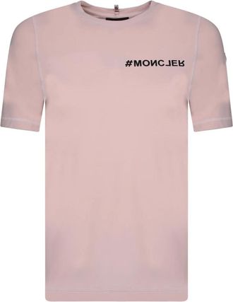 Moncler Femme, Tops, Rose, Taille: 36 FR Logo Technical T-shirt