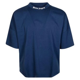 Palm Angels Classic Logo Over Tee - - Tops - Herren - Blau - S