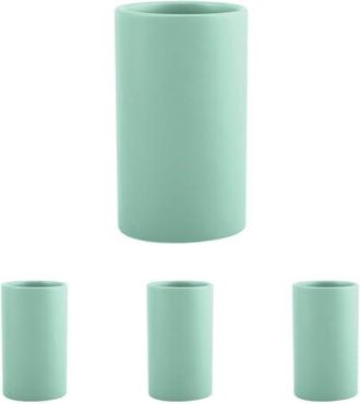 Spirella Zahnputzbecher Zahnb&uuml;rstenhalter Keramik Tube 7x11,5 cm Gr&uuml;n Matt, Green (Packung mit 4)