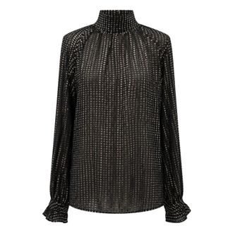 Actualee Elegante transparente Bluse mit Metallic-Details - - Blouses & Shirts - Damen - Schwarzk - S