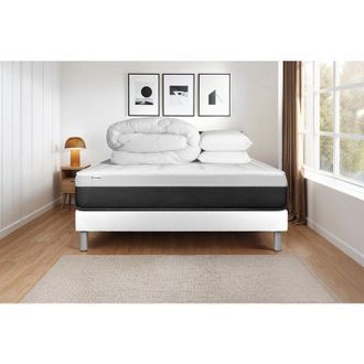 VITALIT Komplettpaket Bett - Matratze 180x200 cm + Boxspringbett mit Lattenrost (im Set) + 2 Kopfkissen + Bettdecke - Vital Form
