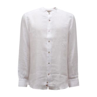 Mazzarelli Camicia Coreana Linen Shirt B 84 W/1 - - Shirts - Herren - Wei&szlig; - 2XL