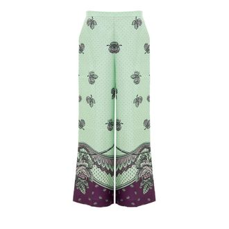 Gucci Floral-Print Silk Trousers - Green