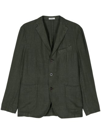 Boglioli blazer en lin &agrave; simple boutonnage - Vert