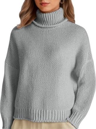 Generic Pull Femme Chic Et Elegant Femmes Hiver Col Roul&eacute; Noir Chaud Mode Blanc Laine Fashion Sweaters Rouge Taille Pulls Cachemire Oversize Grande Vetement W