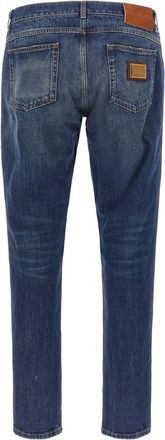 Dolce & Gabbana Logo-Plaque Cotton Jeans - Blue