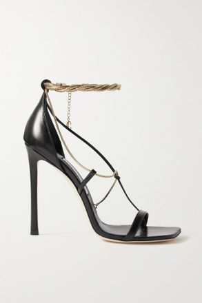 Jimmy Choo London Sandales En Cuir &Agrave; Ornements Torsad&eacute;s Oriana 110 Mm - Noir