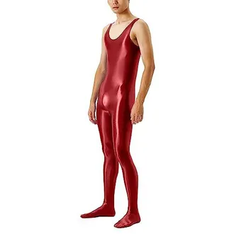 Generic Bodysuit Wetlook pour Homme - Ensemble de Compression Sport - T-shirt de Compression Manches Longues - Rashguard - T-shirt en Latex Manches Longues - 