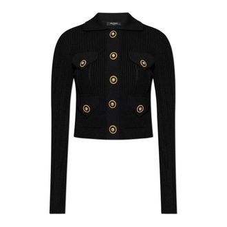 Balmain Femme, Pulls, Noir, Taille: 36 FR Pull en dentelle avec col