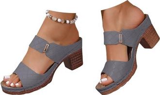 Generic Sandales d&eacute;t&eacute; pour femme 2026, talons hauts &eacute;pais, fleurs avec bouche de poisson, sandales d&eacute;t&eacute; habill&eacute;es d&eacute;contract&eacute;es avec sangle de cheville ajour&eacute;