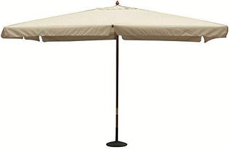 COSMA Parasol de jardin 3 x 4 avec mât central en bois, toile beige pour extérieur, restaurants, glaciers, bars, hôtels