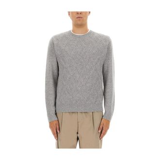 Herno Pull col rond en maille diamant - Homme - Pulls - Gris - Taille: 2XL