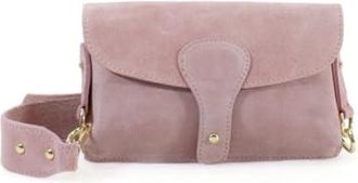 Generic Sac à bandoulière en daim italien véritable pour femme, rose, Medium Clutch