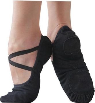 Hemobllo Chaussures de Ballet Adultes Noires avec Semelle Antidérapante Élastique Chaussures de Danse Professionnelles pour Ballet Yoga et Danse Moderne