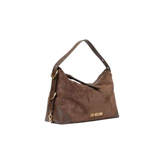 Love Moschino Womens Velvet Polyester Shoulder Bag Brown Eco Leather