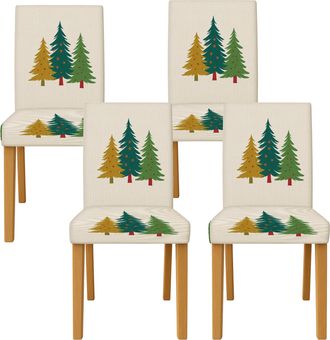 Generic Sitzbez&uuml;ge mit Baummuster f&uuml;r St&uuml;hle, Stretch- und waschbare Spandex-Schonbez&uuml;ge, gem&uuml;tliche, dekorative Stuhlschoner f&uuml;r Urlaub, Esszimmer, 4 St&uuml;ck
