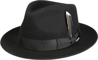 Stetson Chapeau en Laine Rosedale Fedora Homme - de Feutre Outdoor avec Ruban Gros Grain Automne-Hiver Hiver - 53 cm Noir