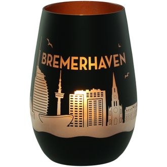 Goodtimes Windlicht Bremerhaven Skyline (Schwarz & Bronze)