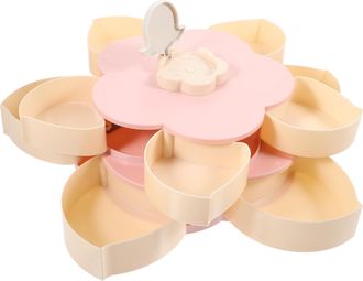 Cabilock 1st&uuml;ck Double-layer Snack Box Mit F&auml;chern Blumendesign S&uuml;&szlig;igkeiten Und Trockenfr&uuml;chte-organizer F&uuml;r Partys Zuhause Und B&uuml;ro Mit Handyhalterung Farbe