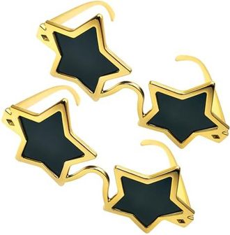Kesyoo Lunettes de soleil en forme d&eacute;toile cr&eacute;atives en plastique l&eacute;ger couleur dor&eacute;e 2 pi&egrave;ces Accessoire amusant pour f&ecirc;tes d&eacute;t&eacute;, mariages, plage et photoma