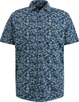 PME Legend Kurzarm Pique Hemd Bedruckt, Farbe:Marine, Größe:XL