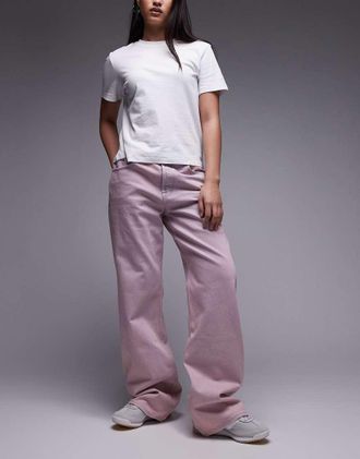 Tommy Jeans Mia - Jean droit d&eacute;contract&eacute; &agrave; taille mi-haute - Rose