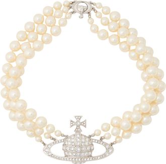 Vivienne Westwood THREE ROW PEARL BAS RELIEF