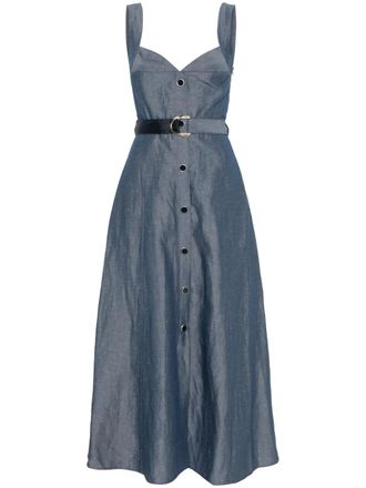 Liu Jo robe longue &agrave; taille ceintur&eacute;e - Bleu