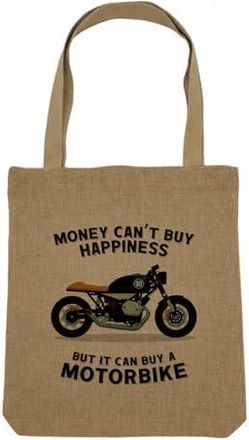 Fabulous Sac Shopping Tote Bag Aspect Lin - Sport Motorbike - Largent ne Fait Pas le Bonheur Motorcycle Sport Sac de Courses Toile Epaisse 360g Beige Naturel C