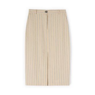 Motivi Gestreifter Bleistiftrock aus Leinenmischung - - Skirts - Damen - Beige - 2XS