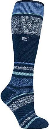 Heat Holders Femme Thermique Chaudes Chaussettes Hautes Ski avec Rayures (Indigo Stripe, 37-42)