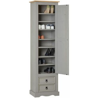 IDIMEX Armoire tequila avec 1 porte et 2 tiroirs, en pin massif finition teint&eacute;e et cir&eacute;e